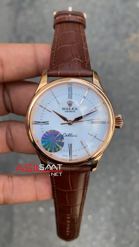 Rolex Cellini Beyaz Kadran 39 mm 50505 Rosegold Replika Saat ROLCE001