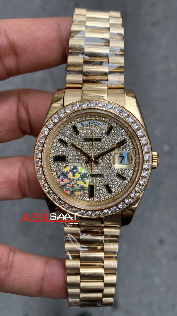 Rolex Day Date Dial Diamond 40 mm 228239 Gold Replika Saat ROLDD059