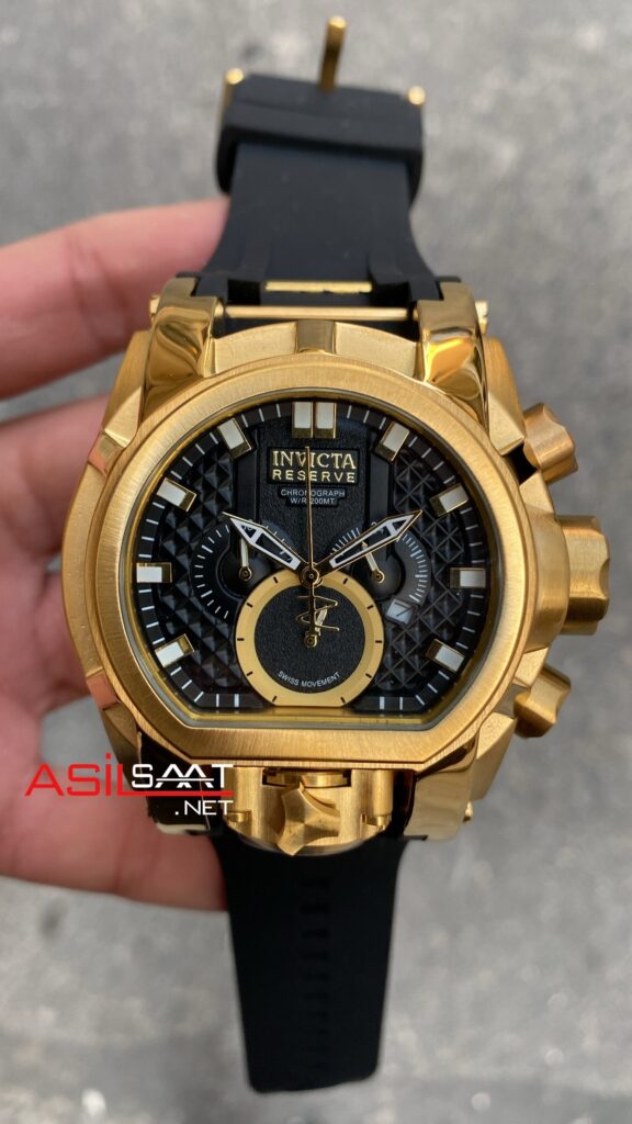 Invicta Magnum Reserve Bolt Zeus Siyah Kadran 52 mm 25607 Gold Replika ...