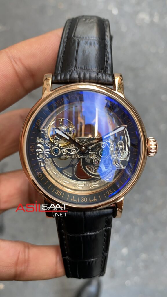 Patek Philippe Skeleton Geneve Rose Kasa Siyah
