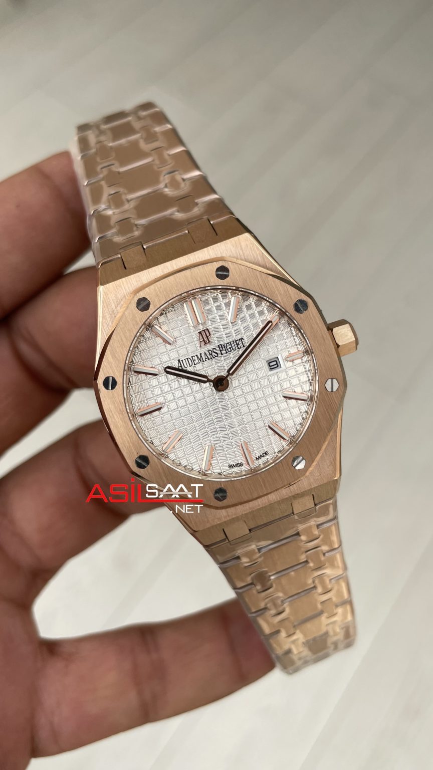 Audemars Piguet Royal Oak Lady Beyaz Kadran 67650OR Rose 33mm Kadın ...